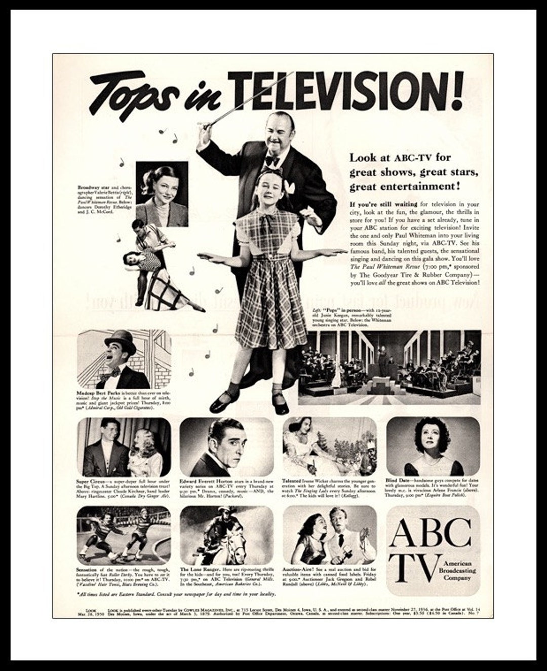 1950 ABC-TV Great Shows, Paul Whiteman Orchestra, Junie Keegan Child ...