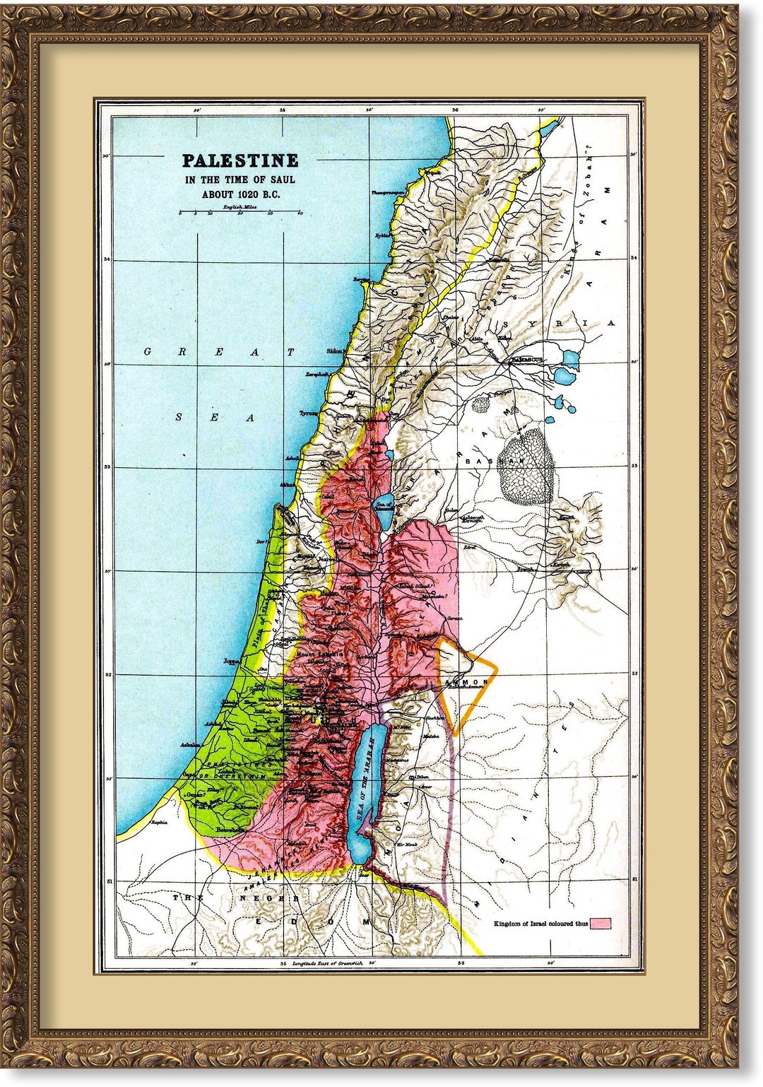 Map of Holy Land in the Time of KING SAUL 1020 Bc, POSTER Print - Etsy