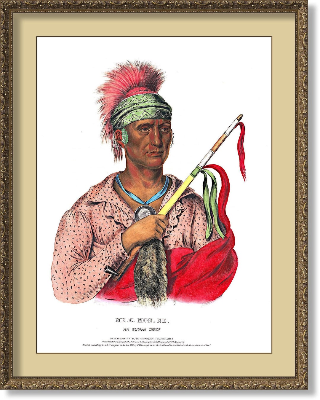 Ioway Indian Tribe Chief, Neomonne, 1842, Poster Print - Etsy