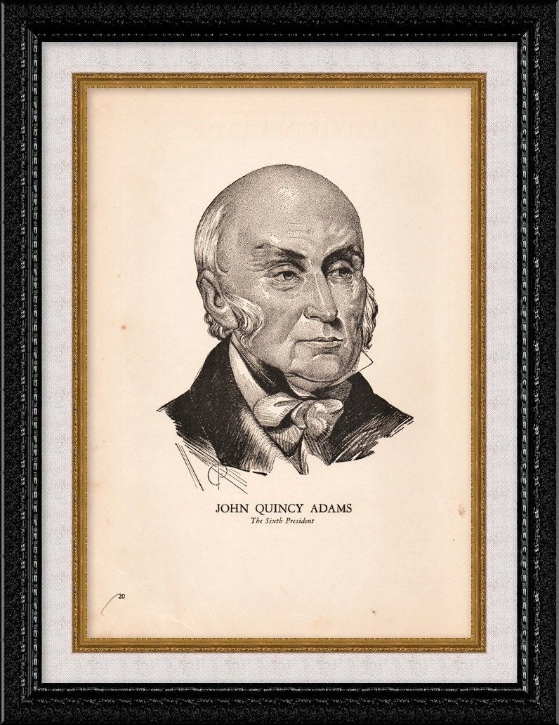 John Quincy Adams, the 6th President of USA, 1933 Portrait Reproduction ...
