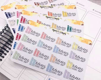 30 Library Books Due Planner Stickers for Erin Condren Life Planner ...