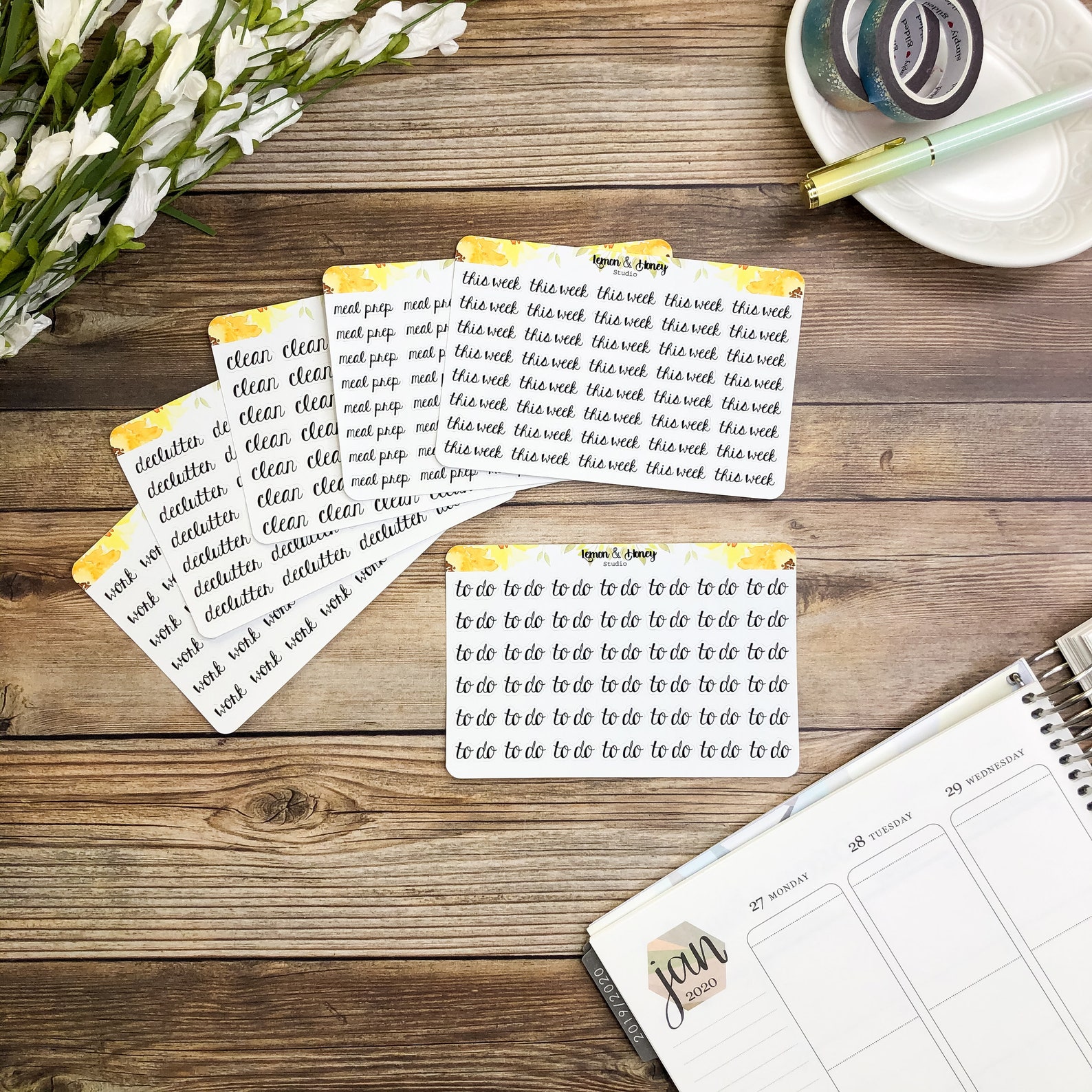 Cute Cursive Script Stickers | Etsy