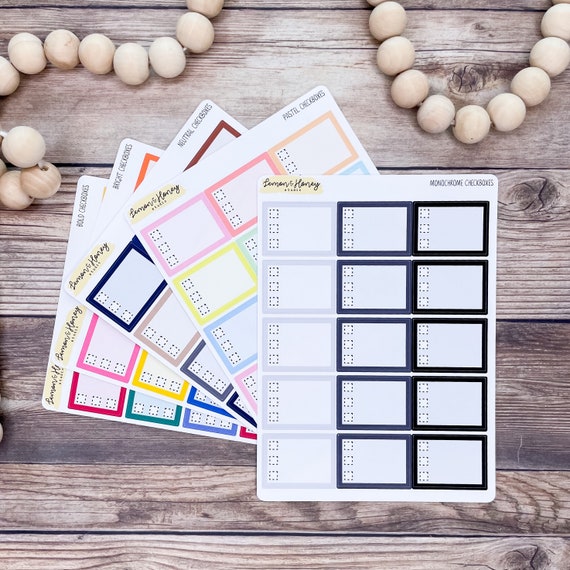 Checklist Boxes Planner Stickers Multicolored Neutral - Etsy