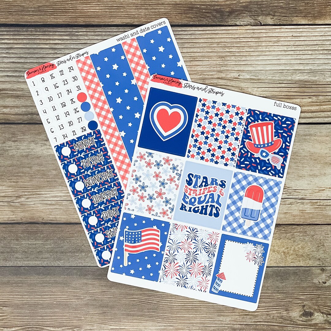 Stars and Stripes Weekly Planner Sticker Kit - Etsy