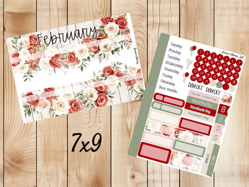 7x9 February Monthly Sticker Kit - Etsy