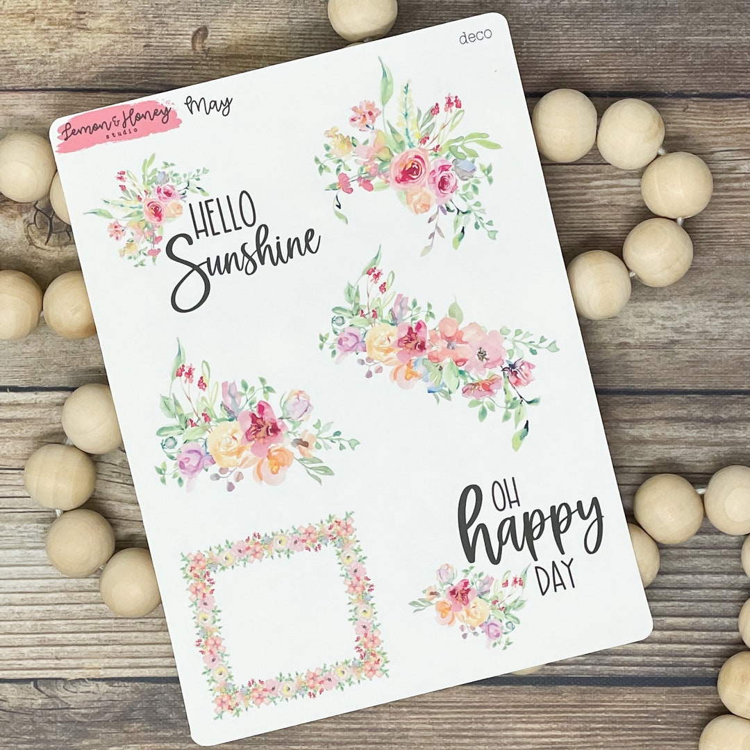 Oh Happy Day Floral Transparent Sticker Sheet Deco - Etsy