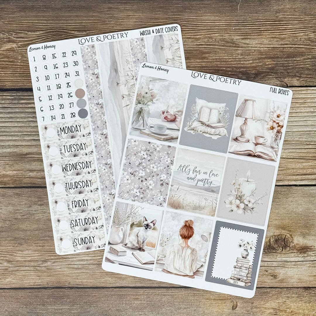 Love & Poetry Vertical Weekly Planner Sticker Kit - Etsy
