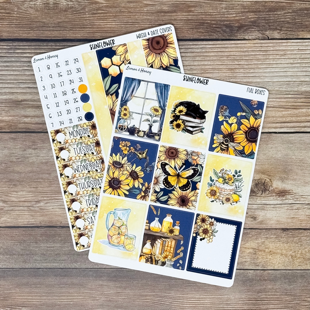 Sunflower Weekly Planner Sticker Kit - Etsy