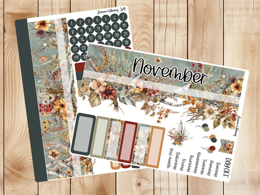 7x9 November Monthly Sticker Kit - Etsy