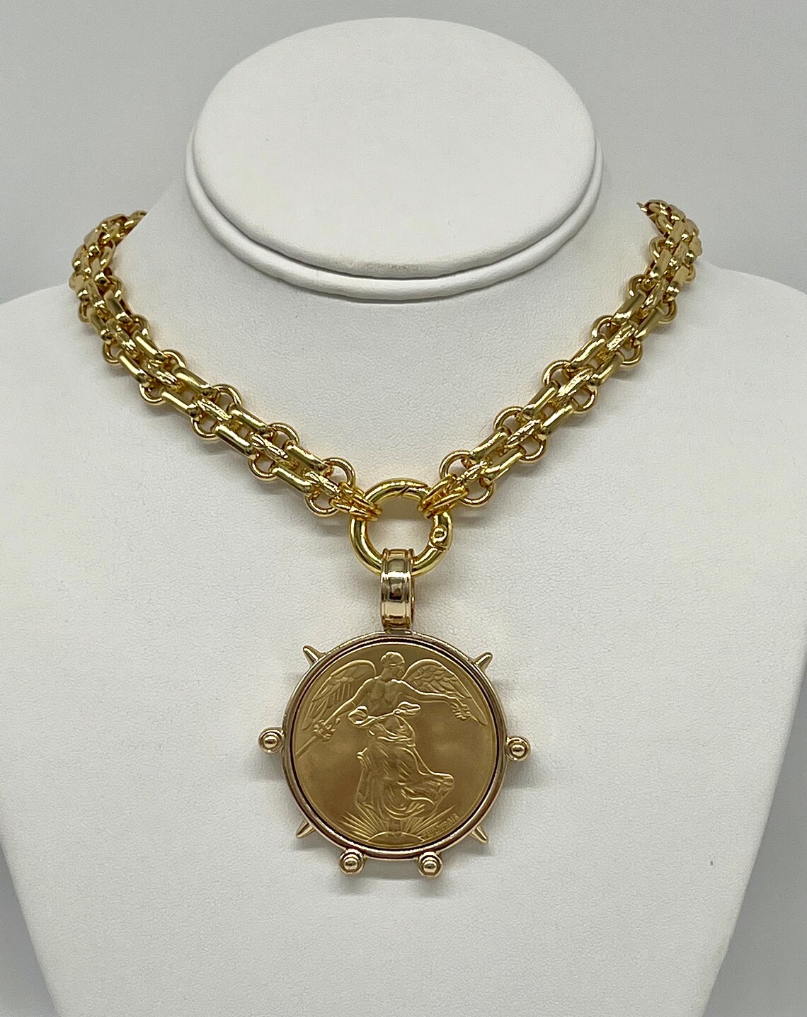 Gold Chain Necklace. Large Coin. Commemorative Coin. Chunky - Etsy