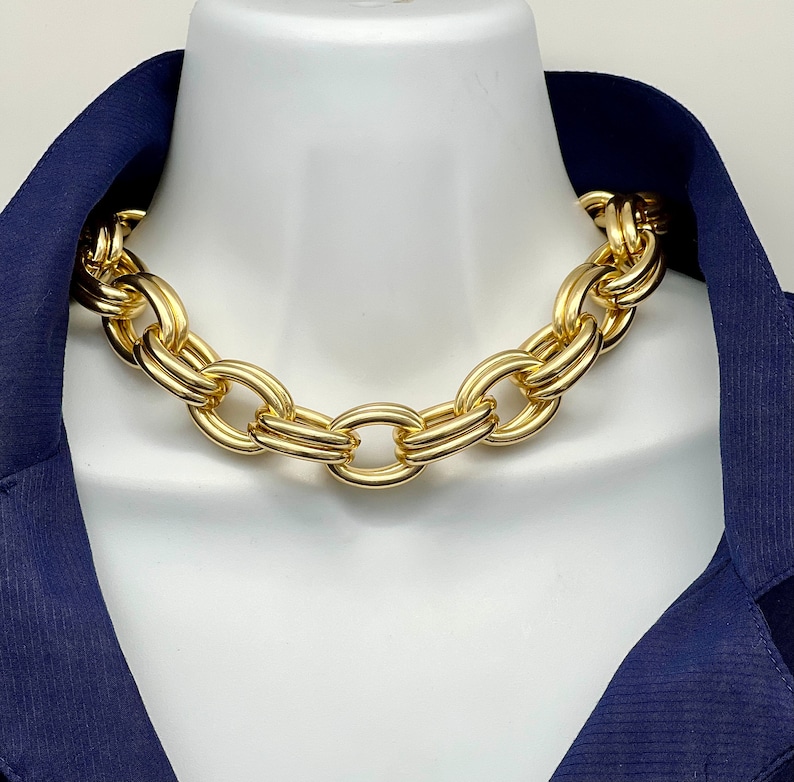 Extra Large Gold Chain Necklace. Chunky Chain Gold Necklace. - Etsy