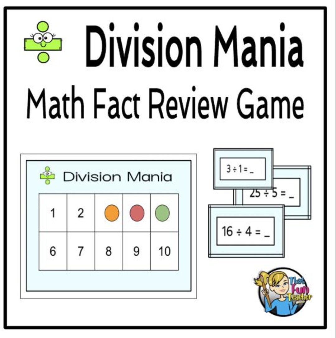 Division Mania Printable Game - Math Fact Practice - Etsy