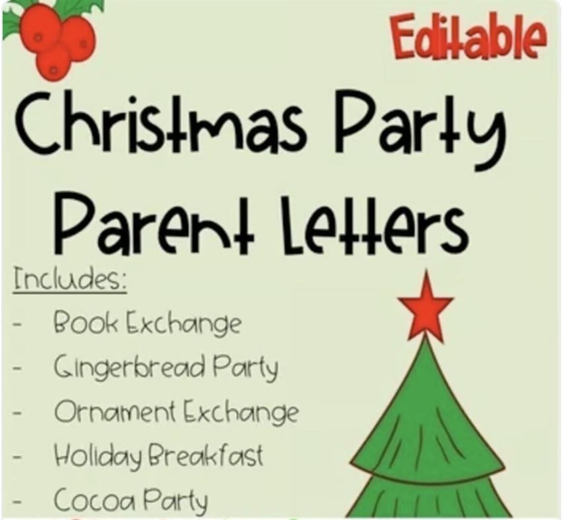 Christmas Party Parent Letters (editable) - Etsy