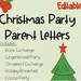 Christmas Party Parent Letters (editable) - Etsy