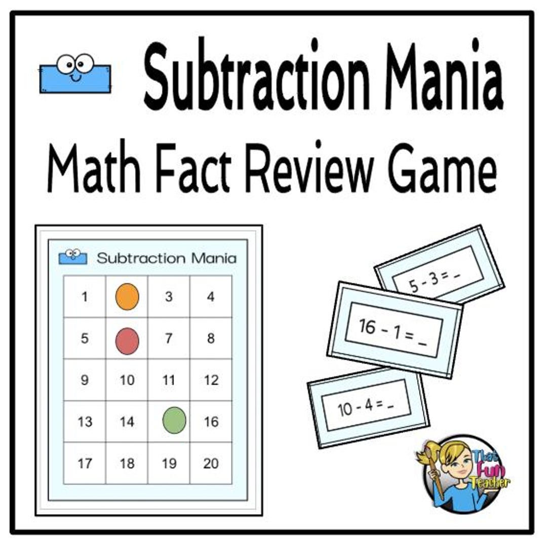 Subtraction Mania: A Printable Fun & Engaging Math Game for Fluency ...