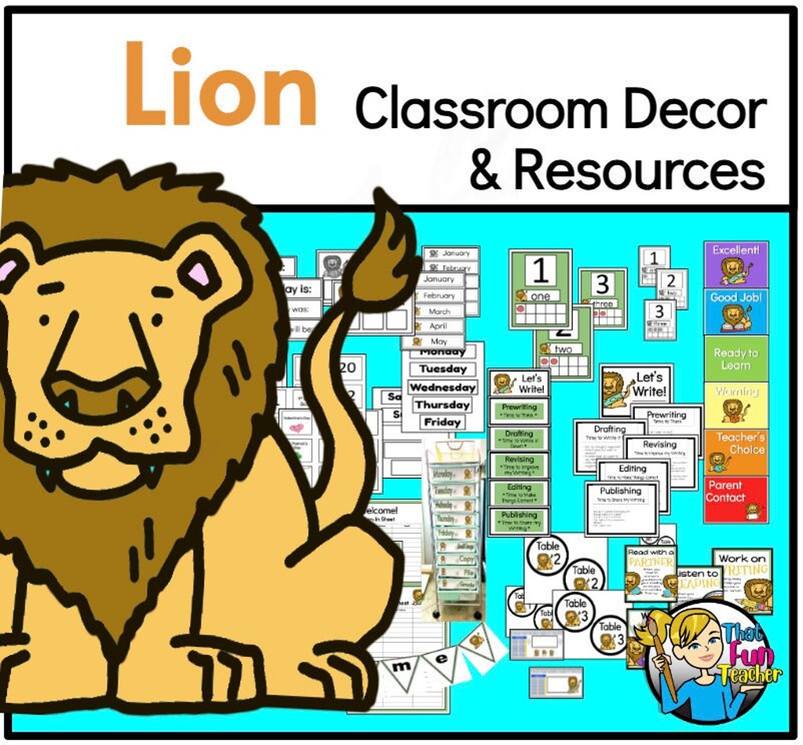 Lion Theme Classroom Decor & Resources DIGITAL DOWNLOAD - Etsy
