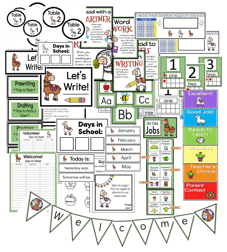 Llama Theme Classroom Decor & Resources - DIGITAL DOWNLOAD - Etsy