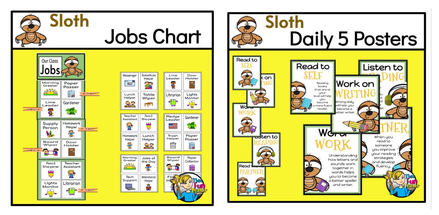Sloth Theme Classroom Decor & Resources - DIGITAL DOWNLOAD - Etsy