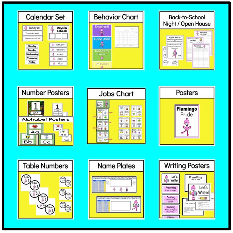Flamingo Theme Classroom Decor & Resources - DIGITAL DOWNLOAD - Etsy