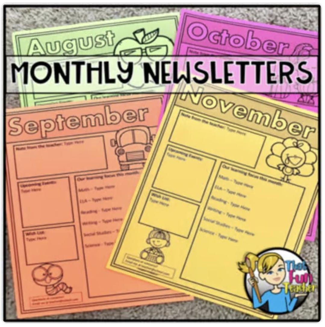 Editable Monthly Newsletters - Etsy