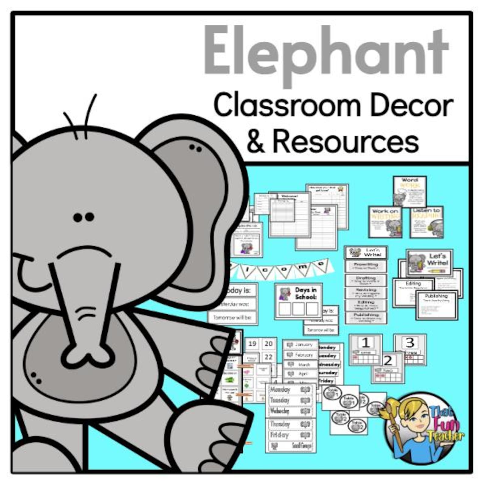 Elephant Theme Classroom Decor & Resources - DIGITAL DOWNLOAD - Etsy