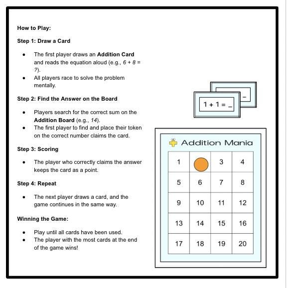 Addition Mania: A Printable Fun & Engaging Addition Facts Game - Etsy