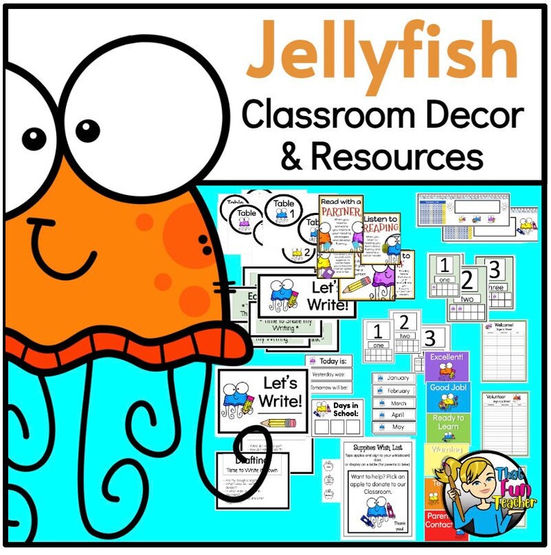 Jellyfish Theme Classroom Decor & Resources - DIGITAL DOWNLOAD - Etsy
