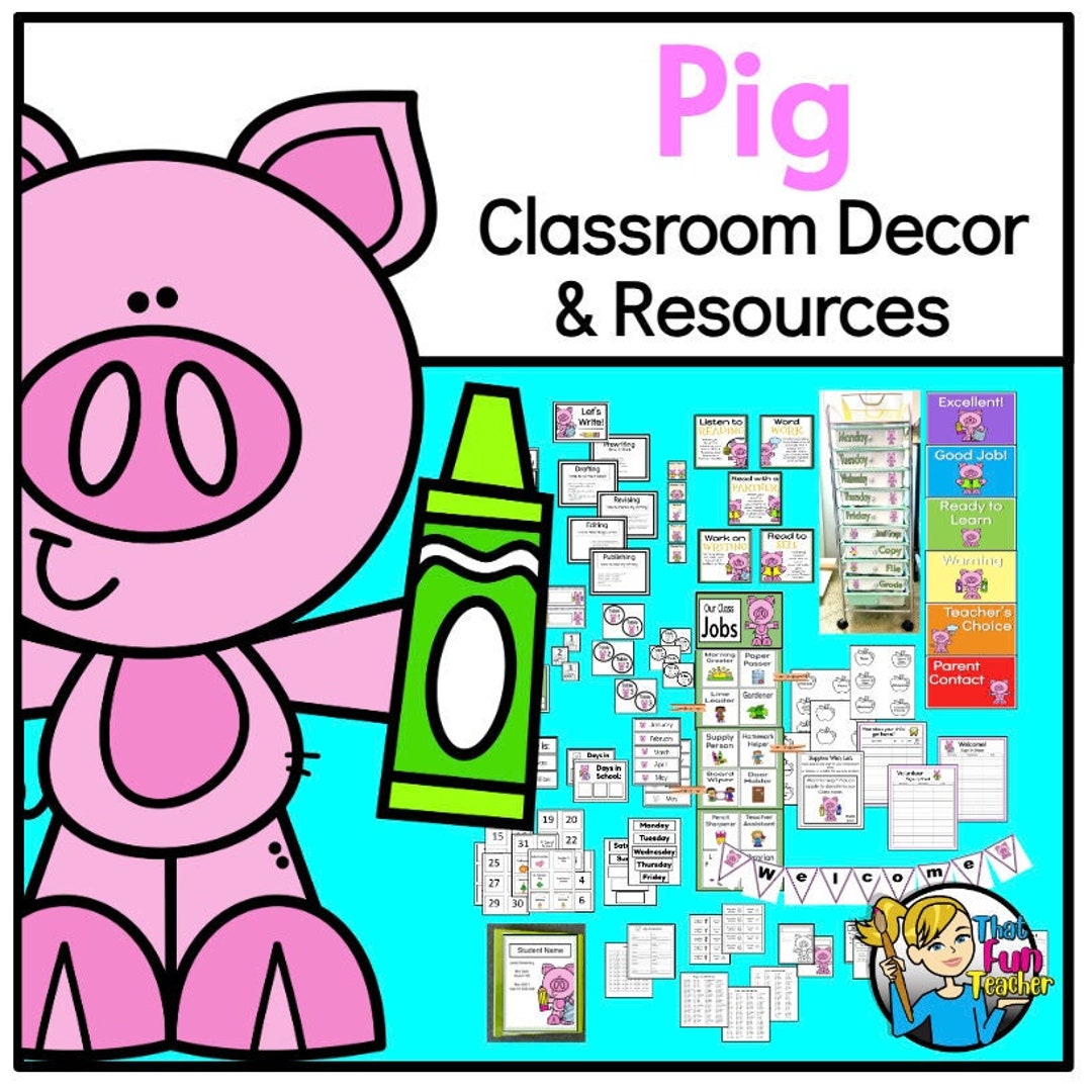 Pig Theme Classroom Decor & Resources - DIGITAL DOWNLOAD - Etsy