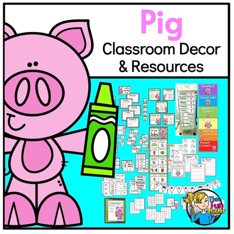 Pig Theme Classroom Decor & Resources - DIGITAL DOWNLOAD - Etsy