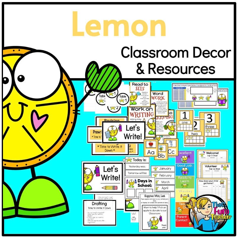 Lemon Theme Classroom Decor & Resources - DIGITAL DOWNLOAD - Etsy