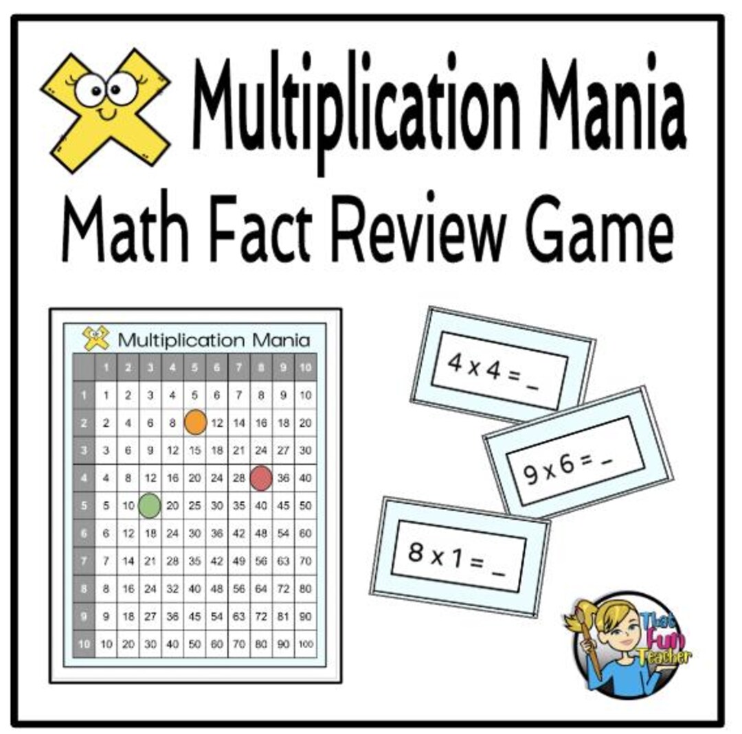 Multiplication Mania - Printable Math Game Review - Math Fact Practice ...