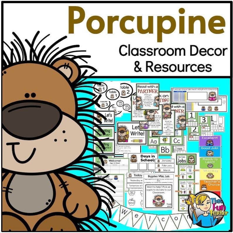 Porcupine Theme Classroom Decor & Resources - DIGITAL DOWNLOAD - Etsy