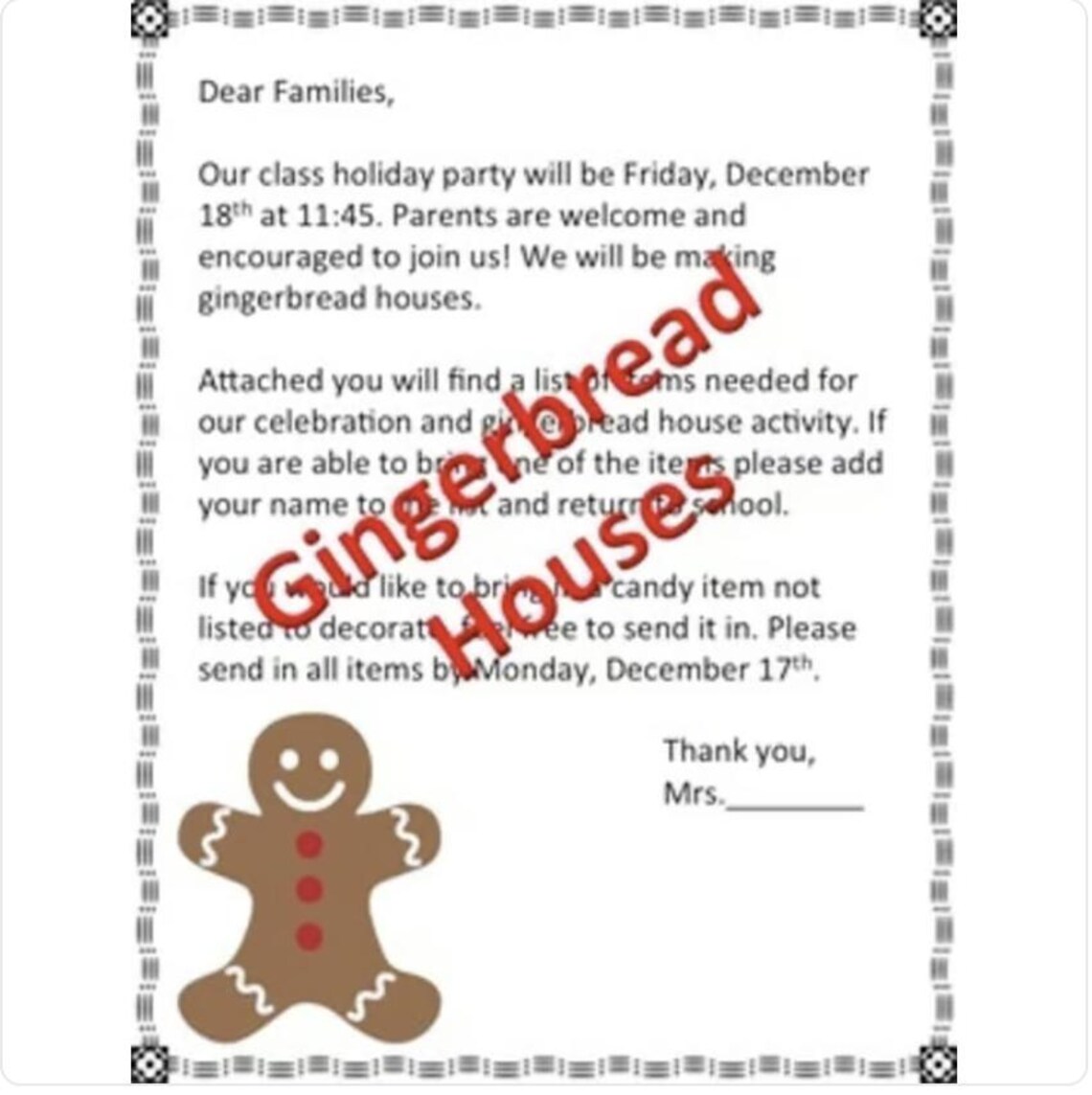 Christmas Party Parent Letters (editable) - Etsy