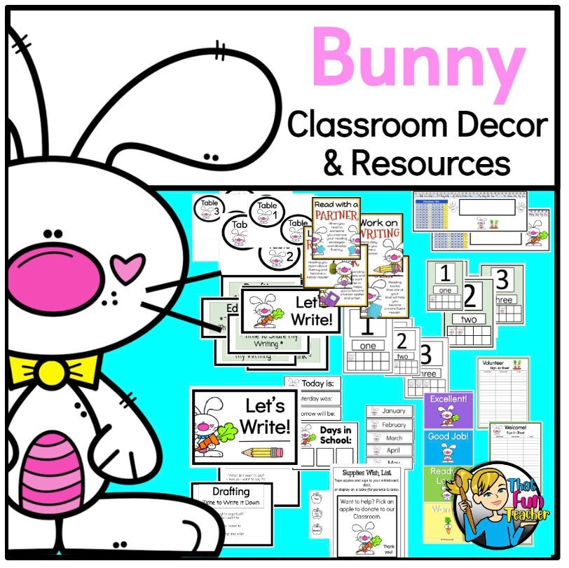 Bunny Theme Classroom Decor & Resources - DIGITAL DOWNLOAD - Etsy