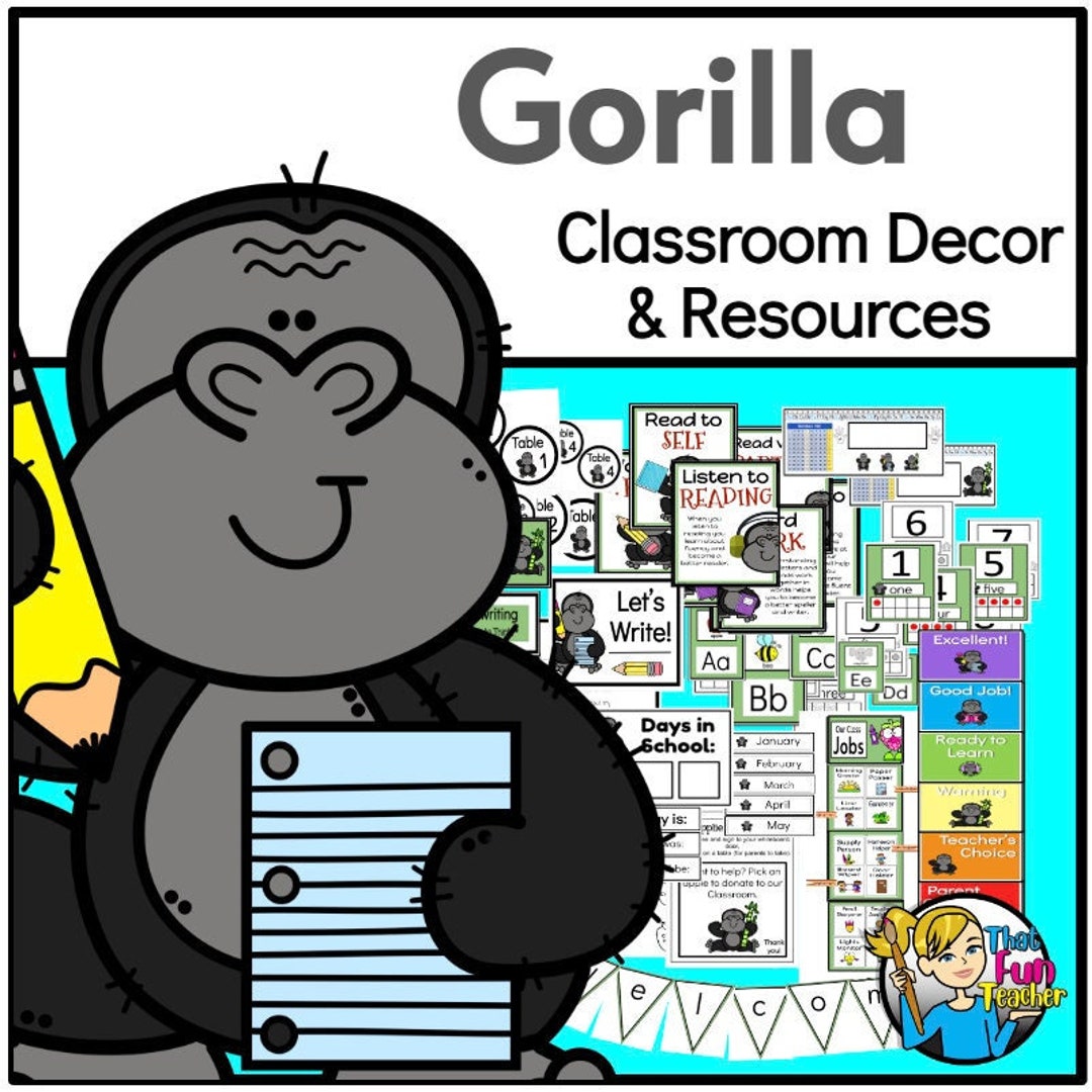 Gorilla Theme Classroom Decor & Resources - DIGITAL DOWNLOAD - Etsy
