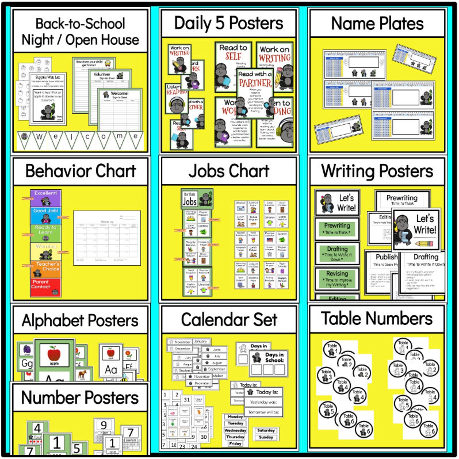 Gorilla Theme Classroom Decor & Resources - DIGITAL DOWNLOAD - Etsy