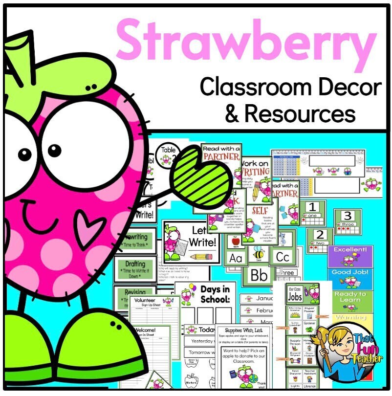 Strawberry Theme Classroom Decor & Resources - DIGITAL DOWNLOAD - Etsy