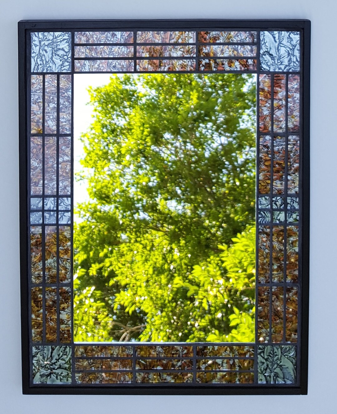 Stained Glass Mosaic Mirror, Copper and Silver 612 - Etsy