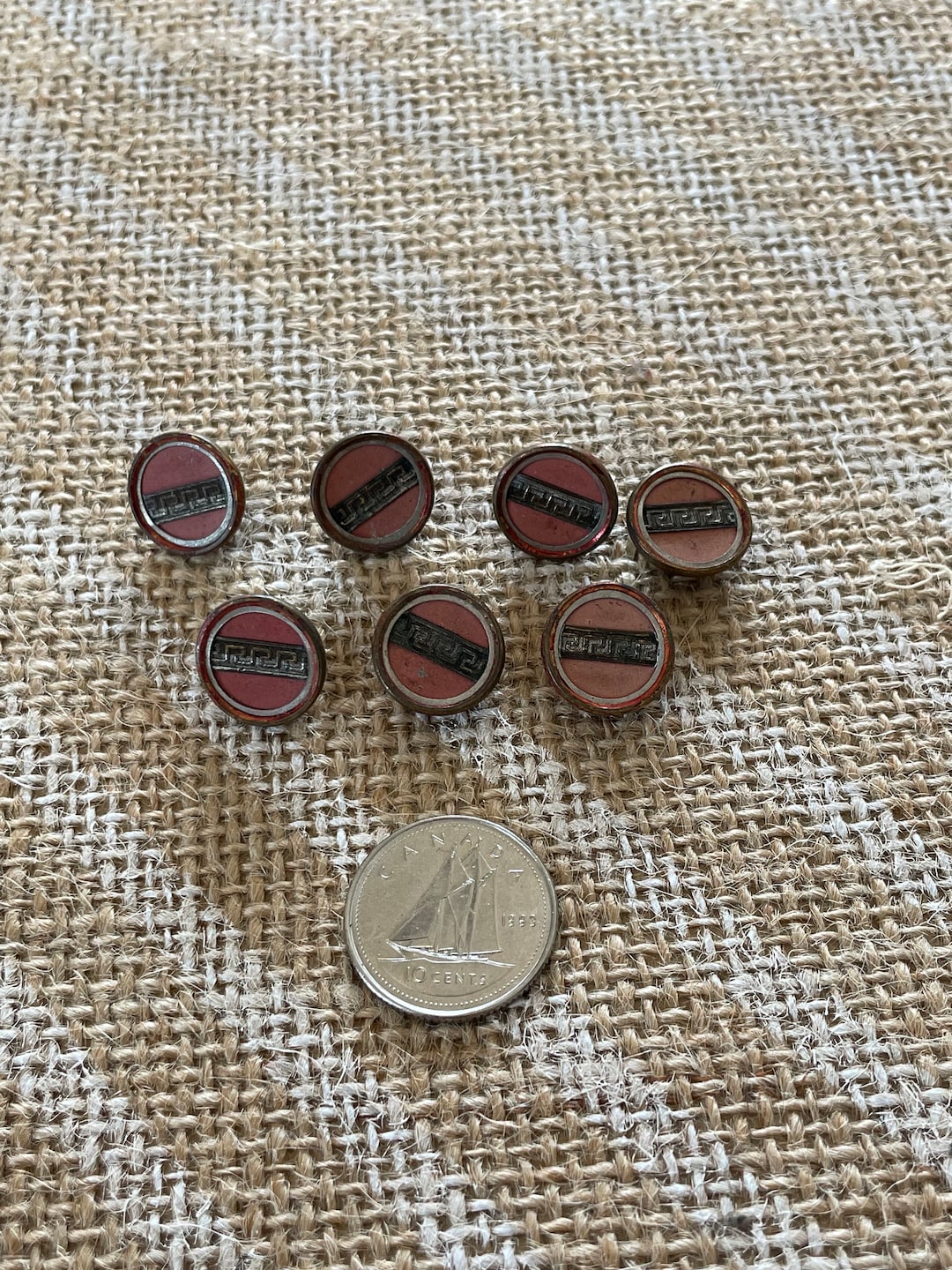Set of 7 Antique Victorian Greek Key Buttons - Pink Button - Etsy