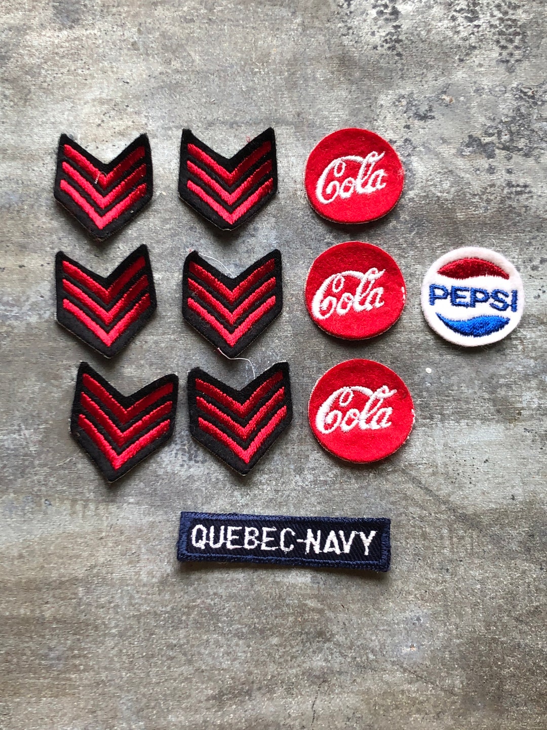 Lot of 11 Vintage Patches - Quebec Navy - Pepsi - Cola - Red Chevron ...