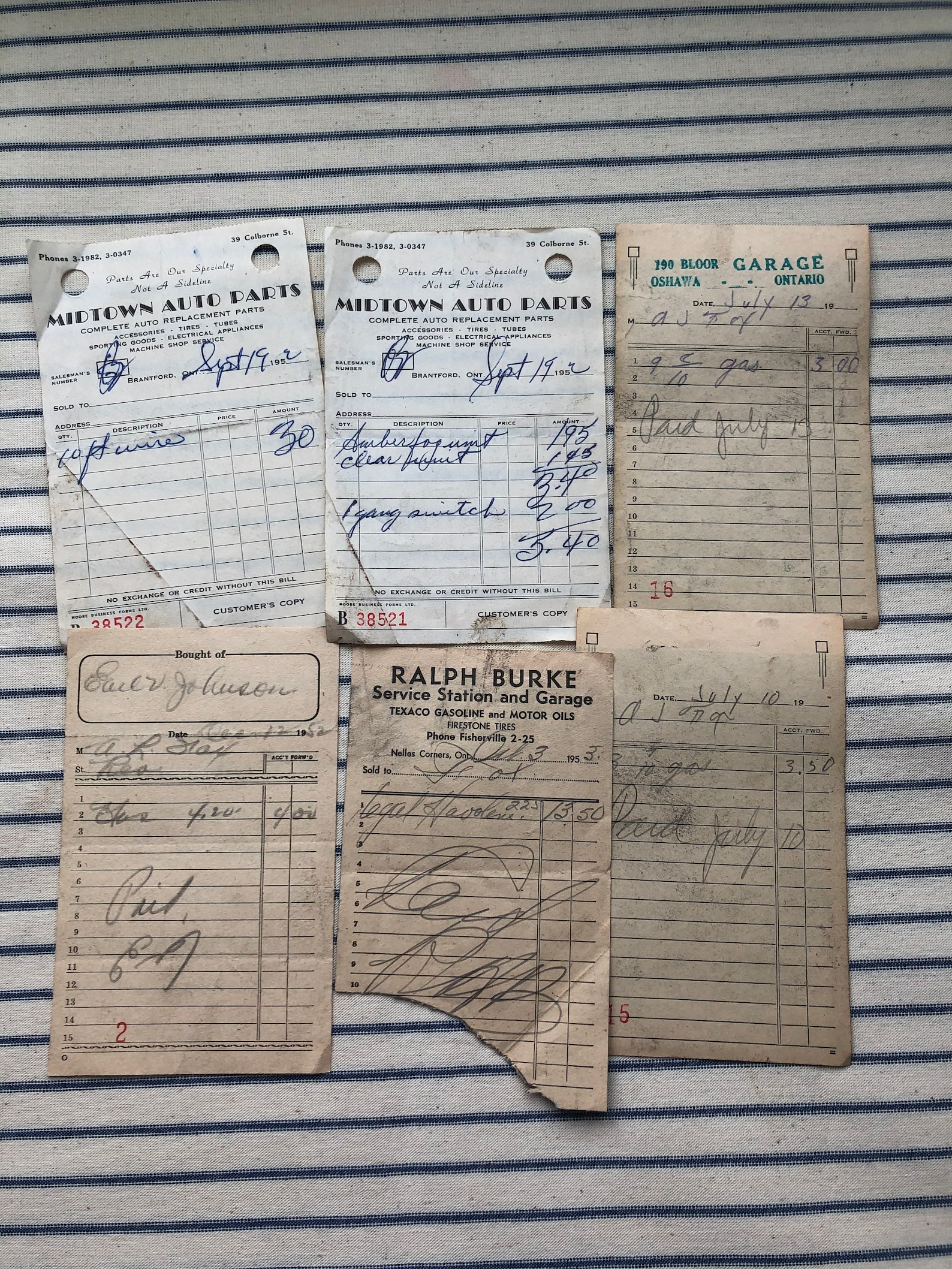 6 Antique Gas Receipts - Antique Ephemera - 1950s - Vintage ...