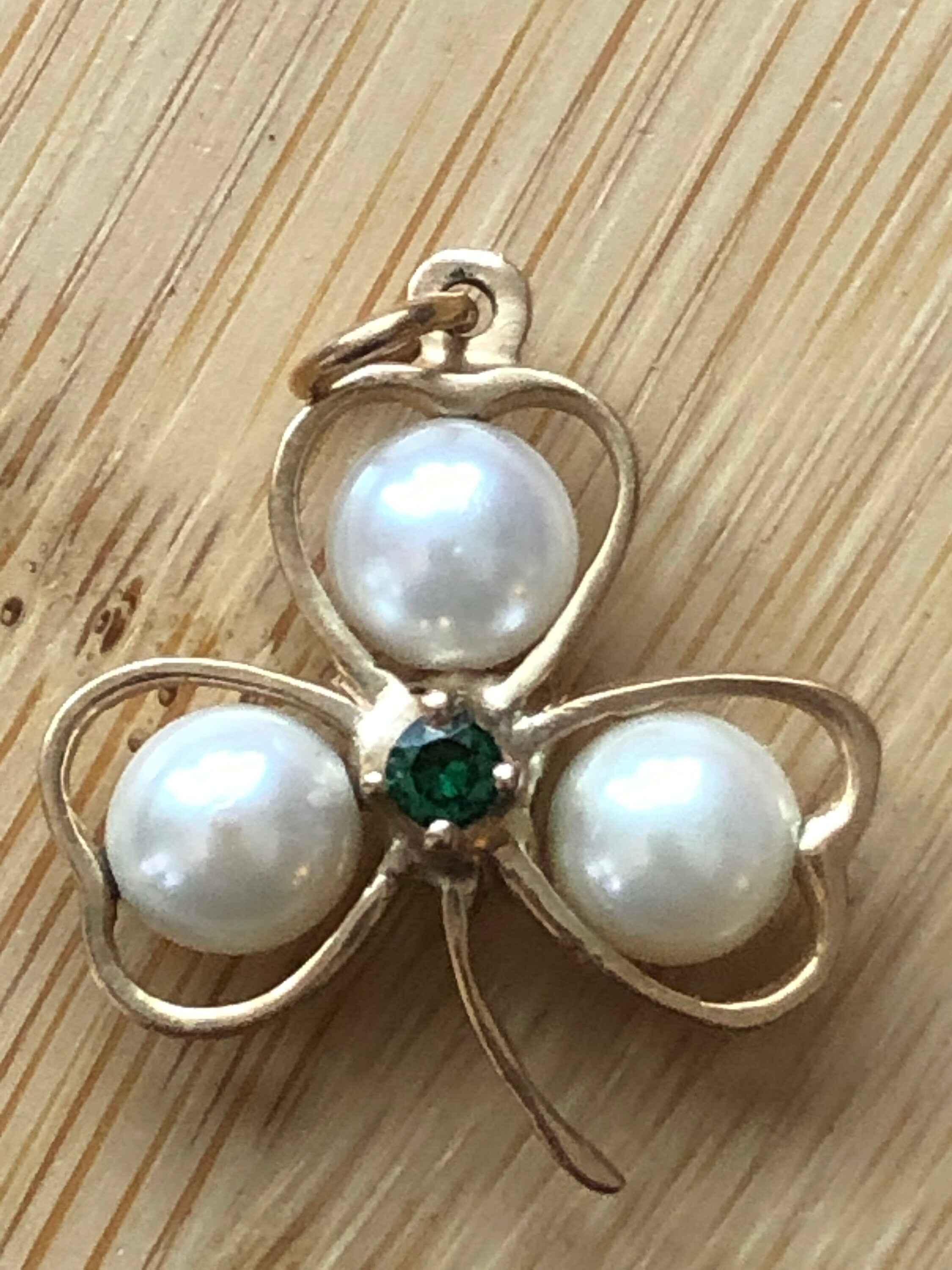 Vintage Three Leaf Clover 10k Necklace Charm Pendant Emerald - Etsy