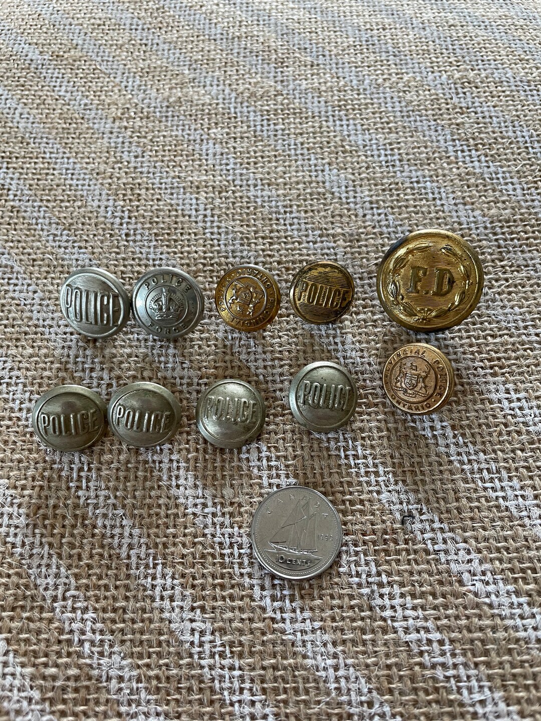 Collection of Vintage Police Button - Fire Department - Brass Buttons ...