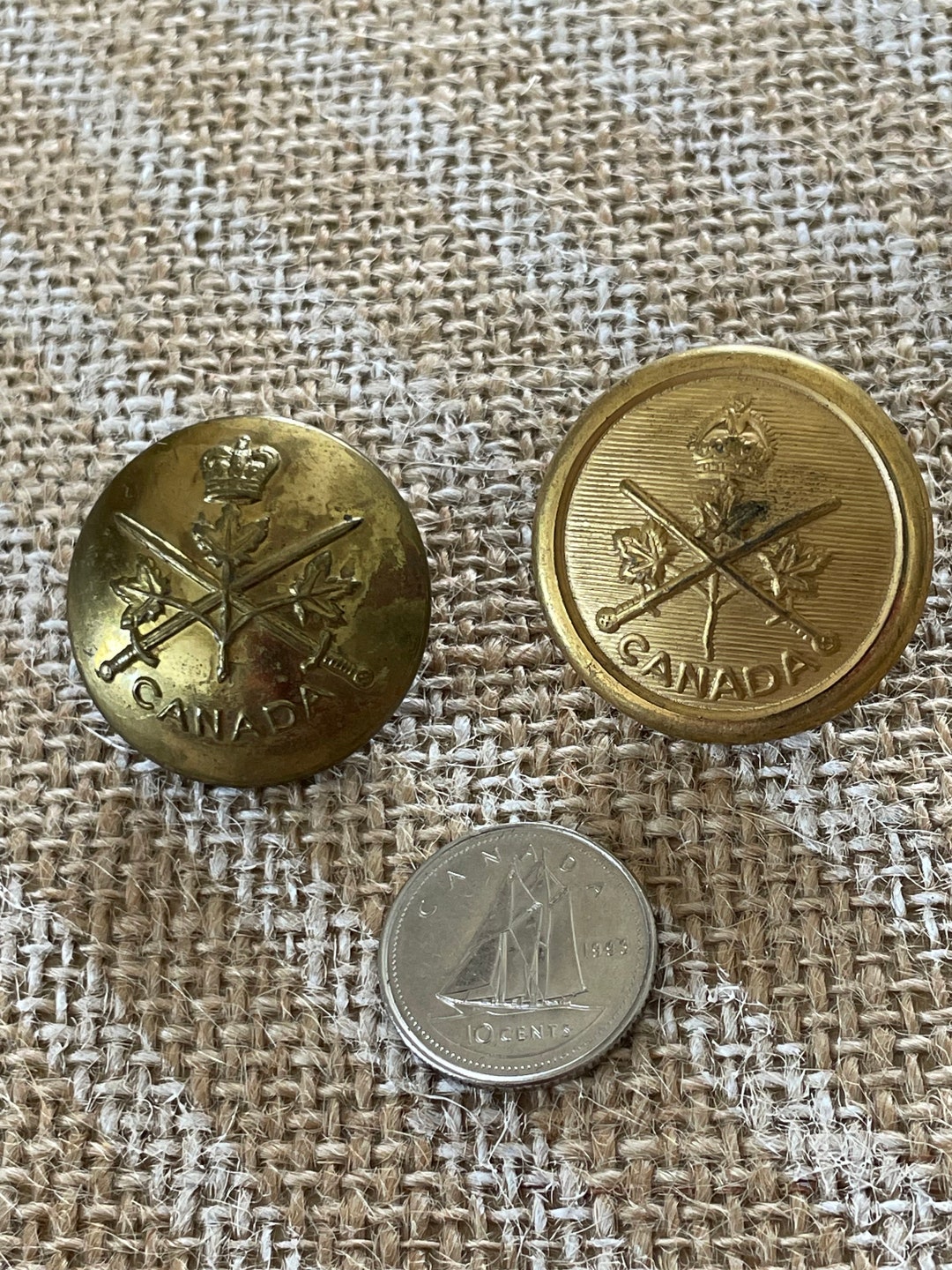 Canadian Armed Forces Brass Uniform Buttons Vintage Brass Buttons ...