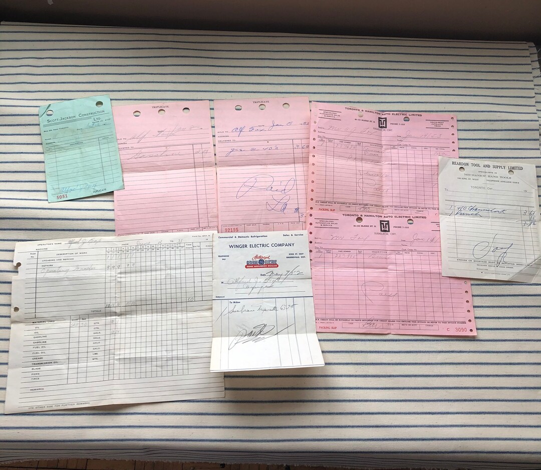 Antique Mix Lot Receipts - Scrapbooking - Collage - 1950's - Electric ...