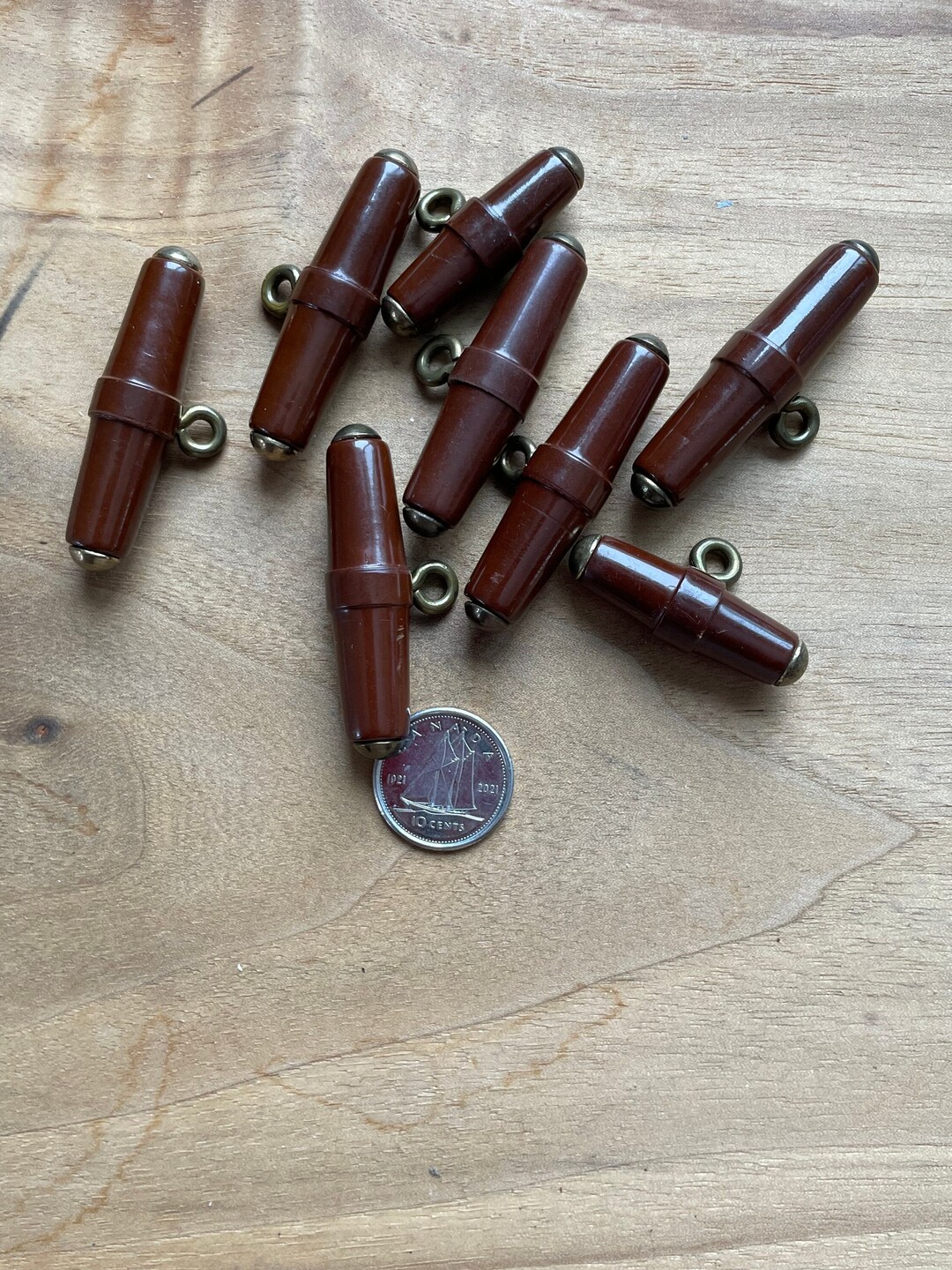Vintage Brown Toggle Buttons - Coat Buttons - Brass - Etsy
