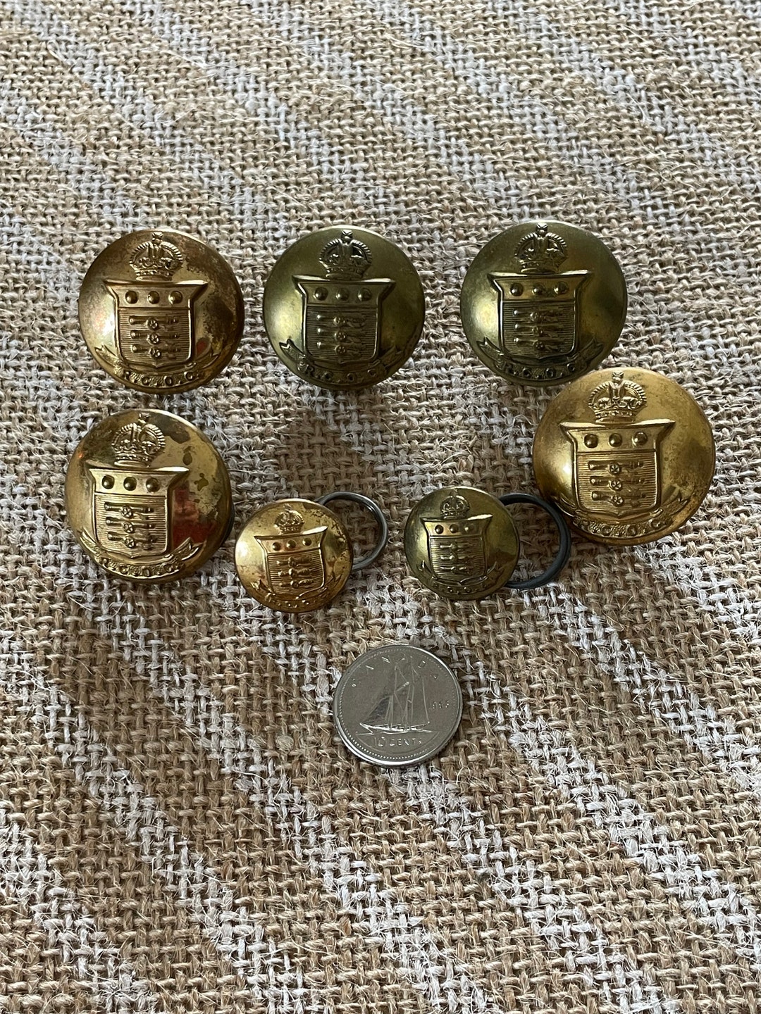 Vintage RCOC Canadian Brass Buttons - Royal Canadian Ordnance Corp ...