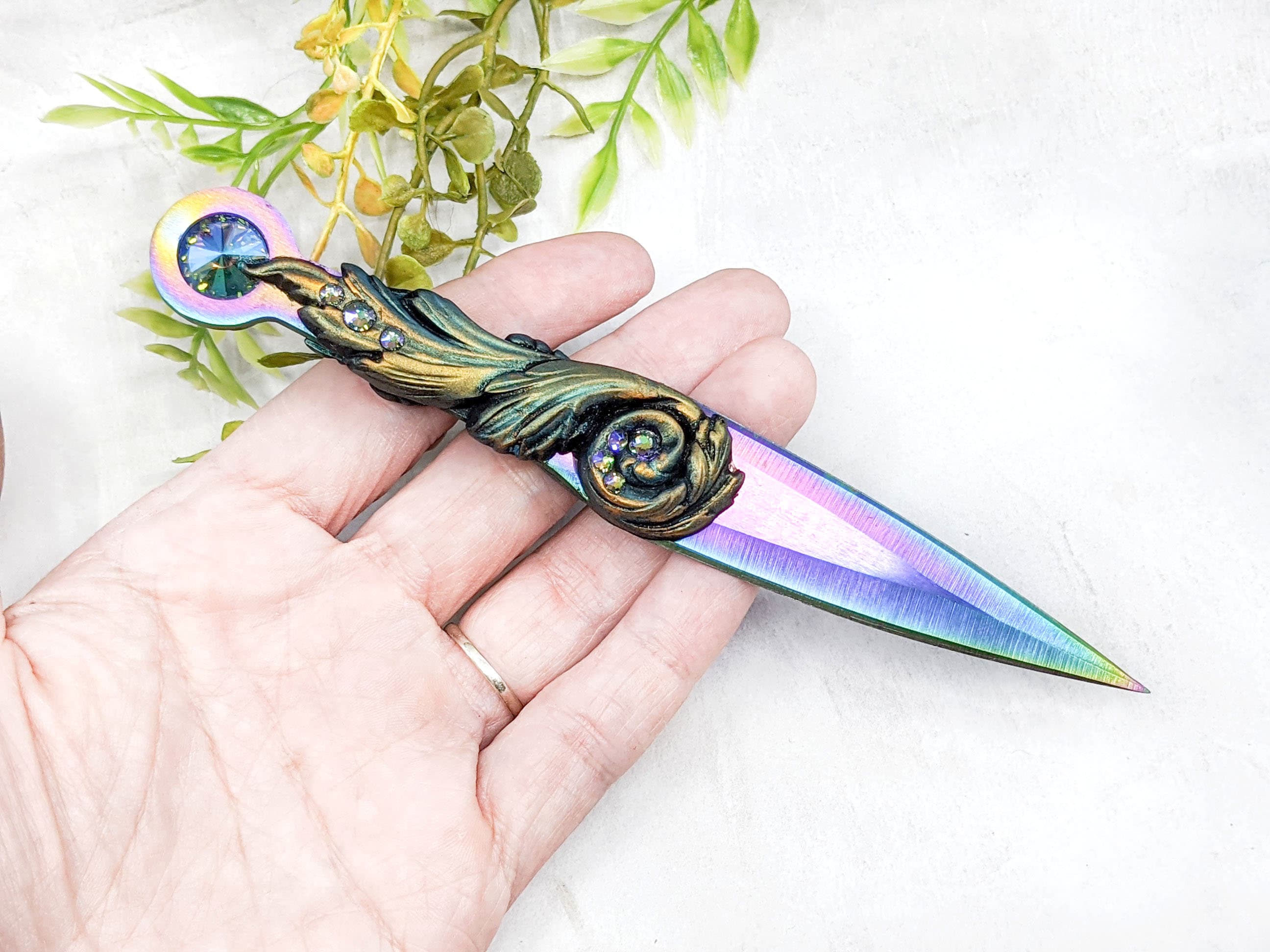 Mini Wiccan Athame Woodland Crystal Blade Wicca Ritual Knife | Etsy UK