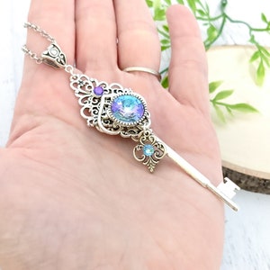 Skeleton Key Necklace "fleur De Lune" - Ornate Lilac Key to My Heart ...