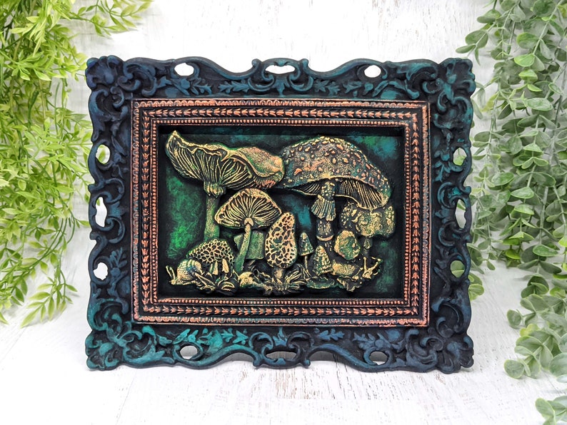 Mushroom Sculpted Framed Art, Gothic Home Decor Wall Tabletop ...